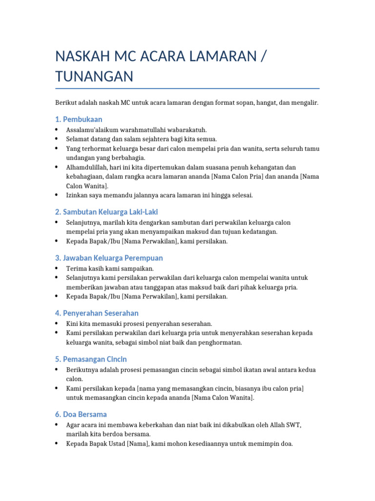 Naskah MC Acara Lamaran | PDF