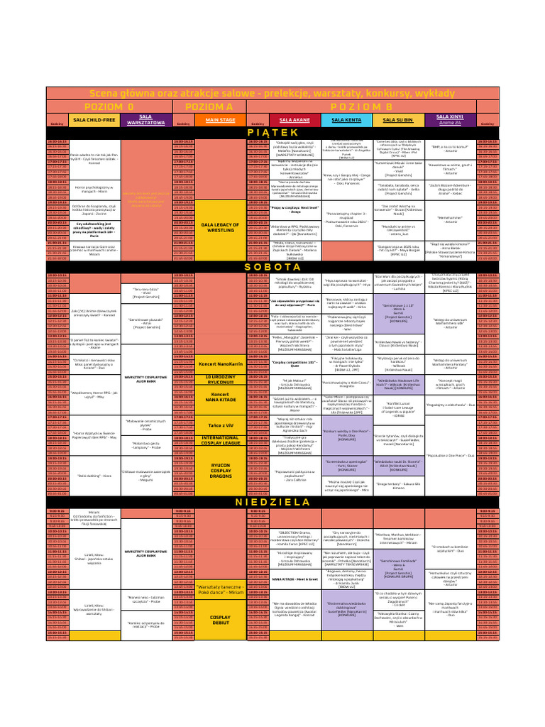 Harmonogram Atrakcji 2025 Ryucon X Anniversary Harmonogram | PDF