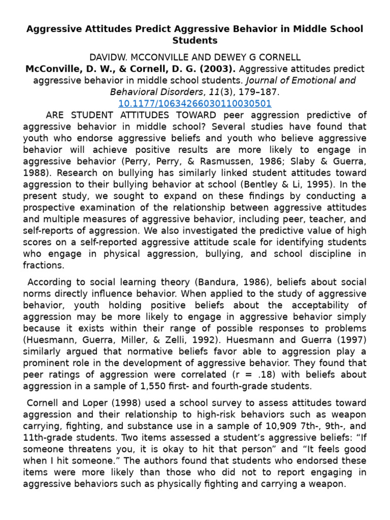 Aggressive Attitude Predict Aggressive Behavior (Aggressive Attitude ...