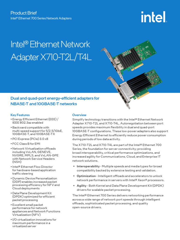Intel Ethernet Network Adapter X710 - T2L-T4L | PDF | Computer Network ...