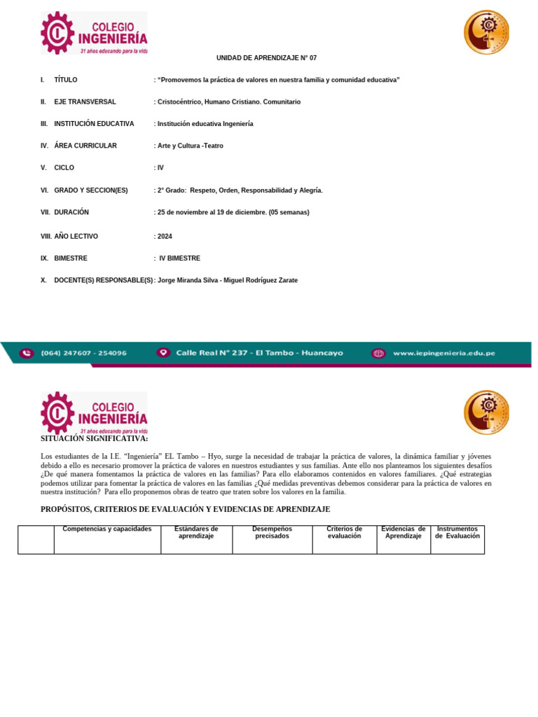 Ud Vii Bim - 2do Prim | PDF | Aprendizaje | Evaluación