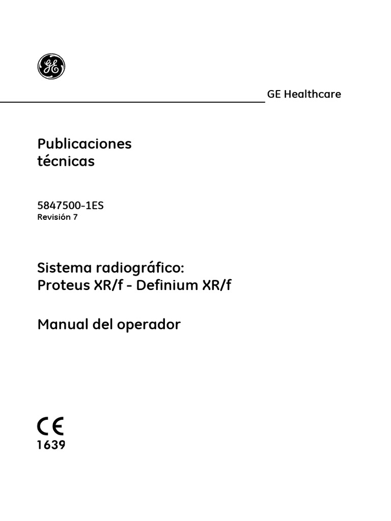 Manual de Operador Proteus XR/f GE Healthcare | PDF | Rayo X | Radiología