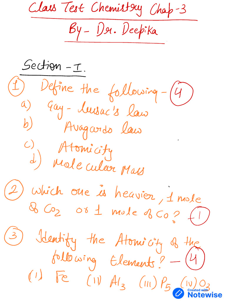 Chapter 3 Chemistry Test | PDF