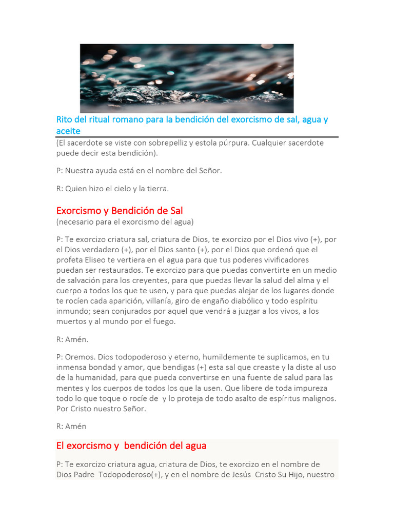 Exorcismo y Bendición de Sal, Agua y Aceite | PDF | Exorcismo | Salvación