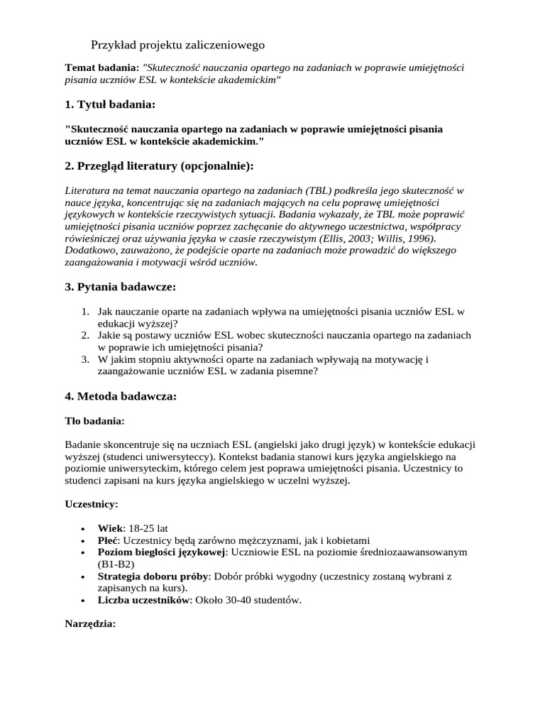 Projekt Zaliczeniowy - Przyklad | PDF