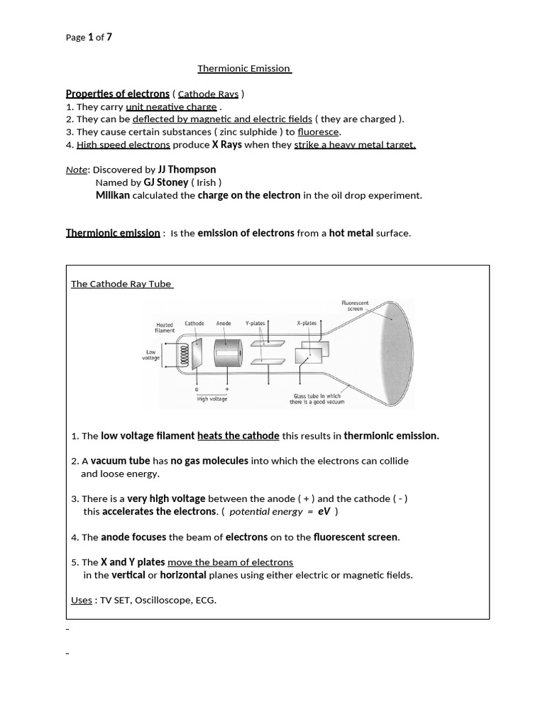 Thermionic Emission and Cathode Rays | PDF | Photoelectric Effect ...