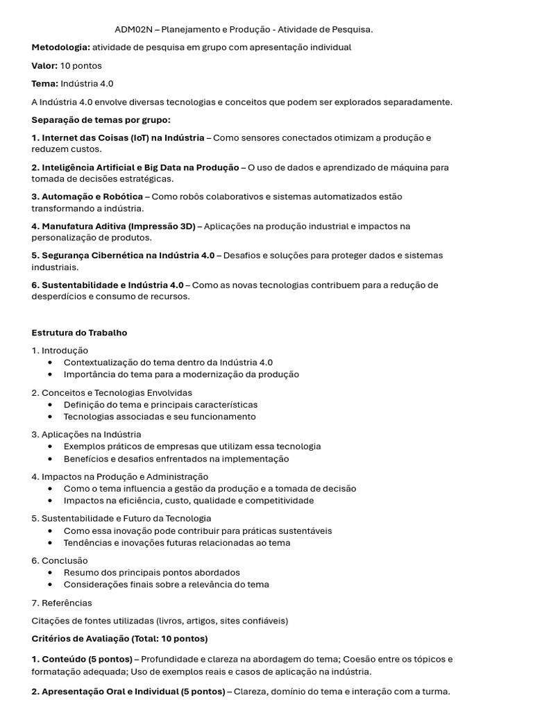 Adm - M Dulo I - Planej e Prod - Atividade | PDF | Internet das Coisas | Despesa