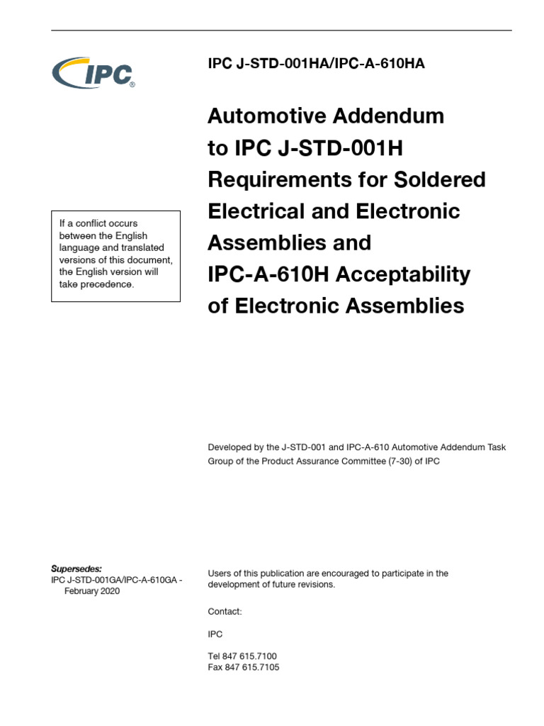 Ipc J STD 001ha Ipc A 610ha Toc | PDF | Specification (Technical ...
