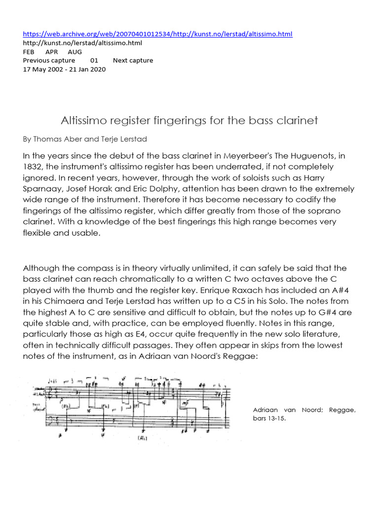 Bass and BBB Clar Fingering Chart Terje Lerstad | PDF | Clarinet ...