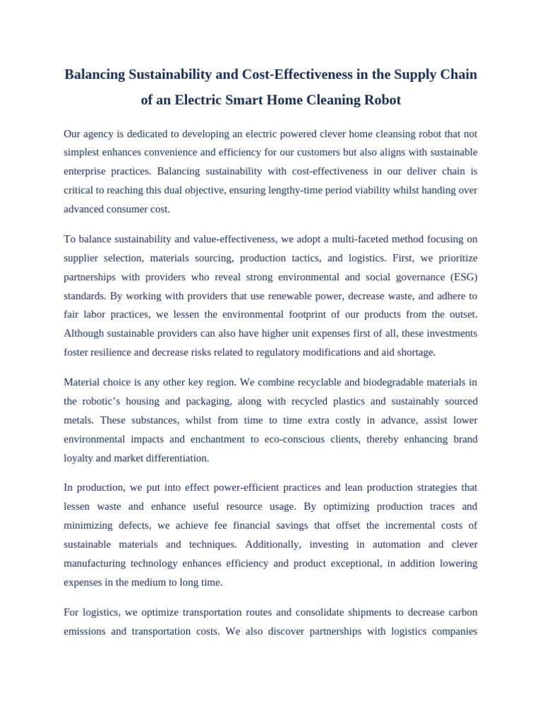 Balancing Sustainability and Cost | PDF | Sustainability | Supply Chain