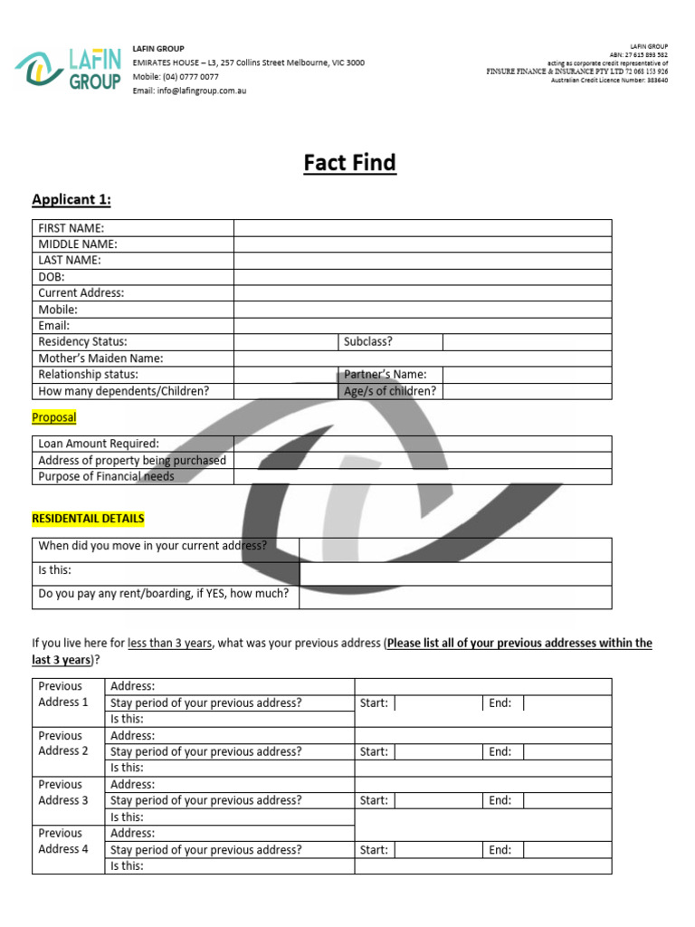 Mortgage Fact Find Template | PDF | Mortgages | Debt