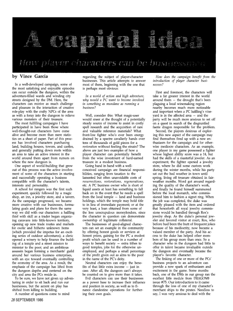 A Capital Idea | PDF