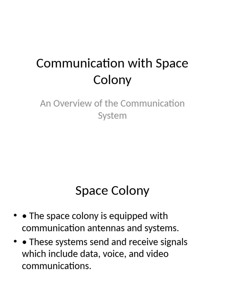 Space Colony Communication No Diagram Fixed | PDF
