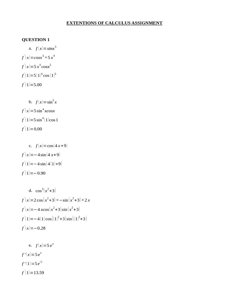 Extentions of Calculus Assignment | PDF | Area | Geometry
