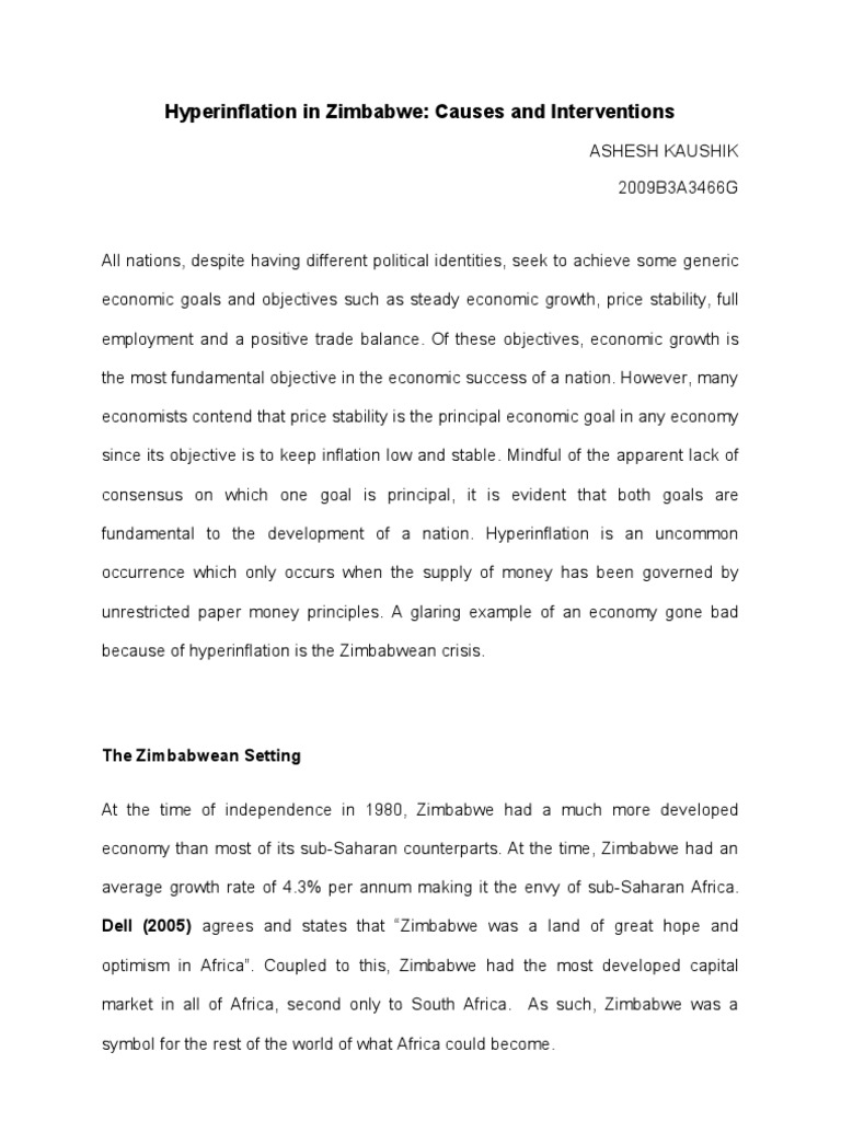 Causes of Zimbabwe's Hyperinflation | PDF | Zimbabwe | Inflation