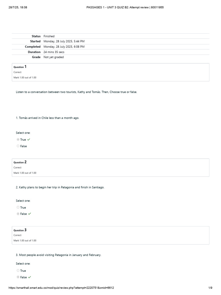 Passages 1 - Unit 3 Quiz b2 - Attempt Review - 80011955 | PDF | Cost Of ...