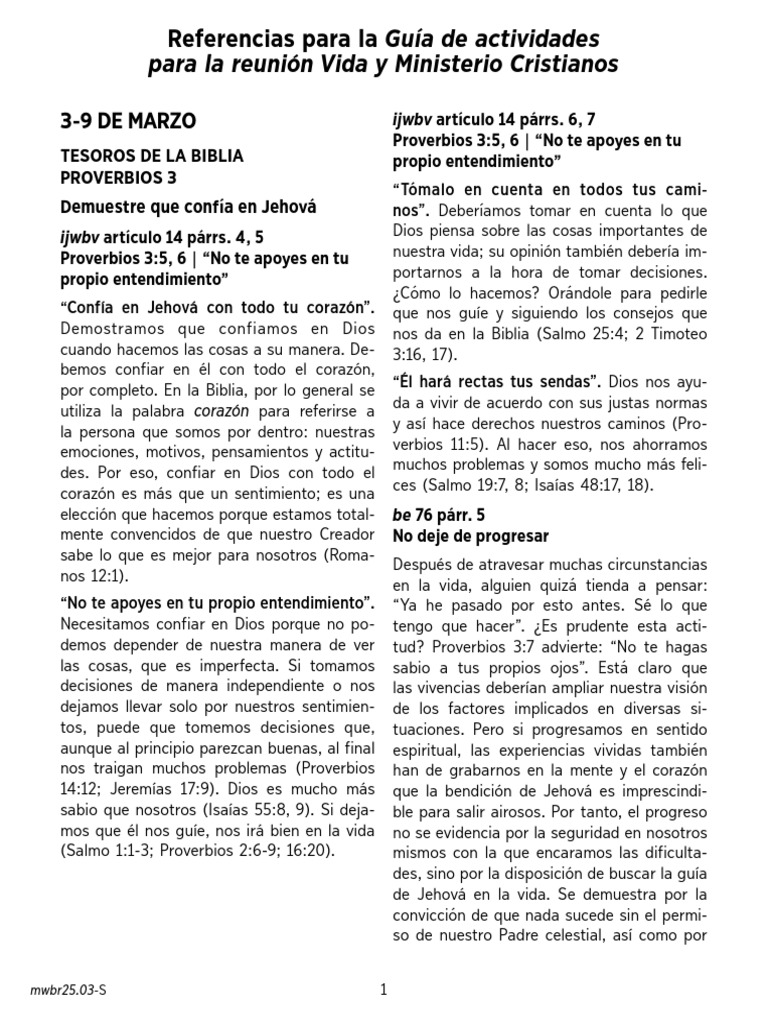 MWBR S 202503 | PDF | Libro de proverbios | Sabiduría