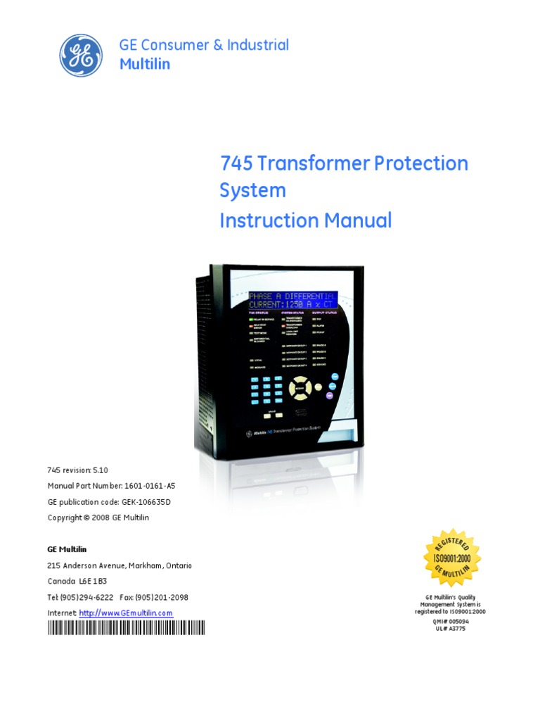 Manual Multilin SR745 | PDF | Relay | Transformer