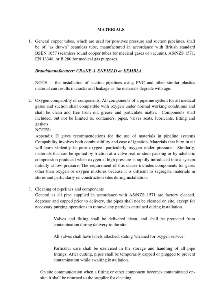 Medical Gas General Specification | PDF | Electrical Connector | Valve