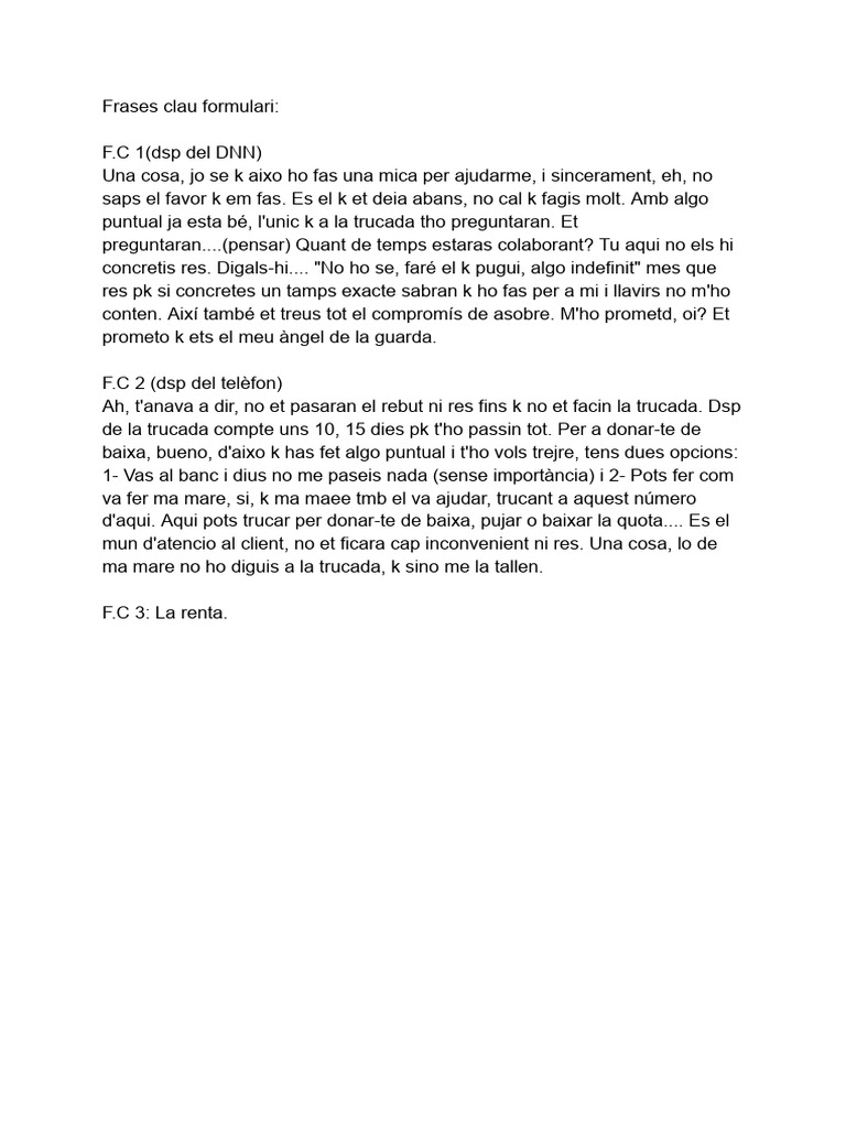Frases Clau Formulari | PDF