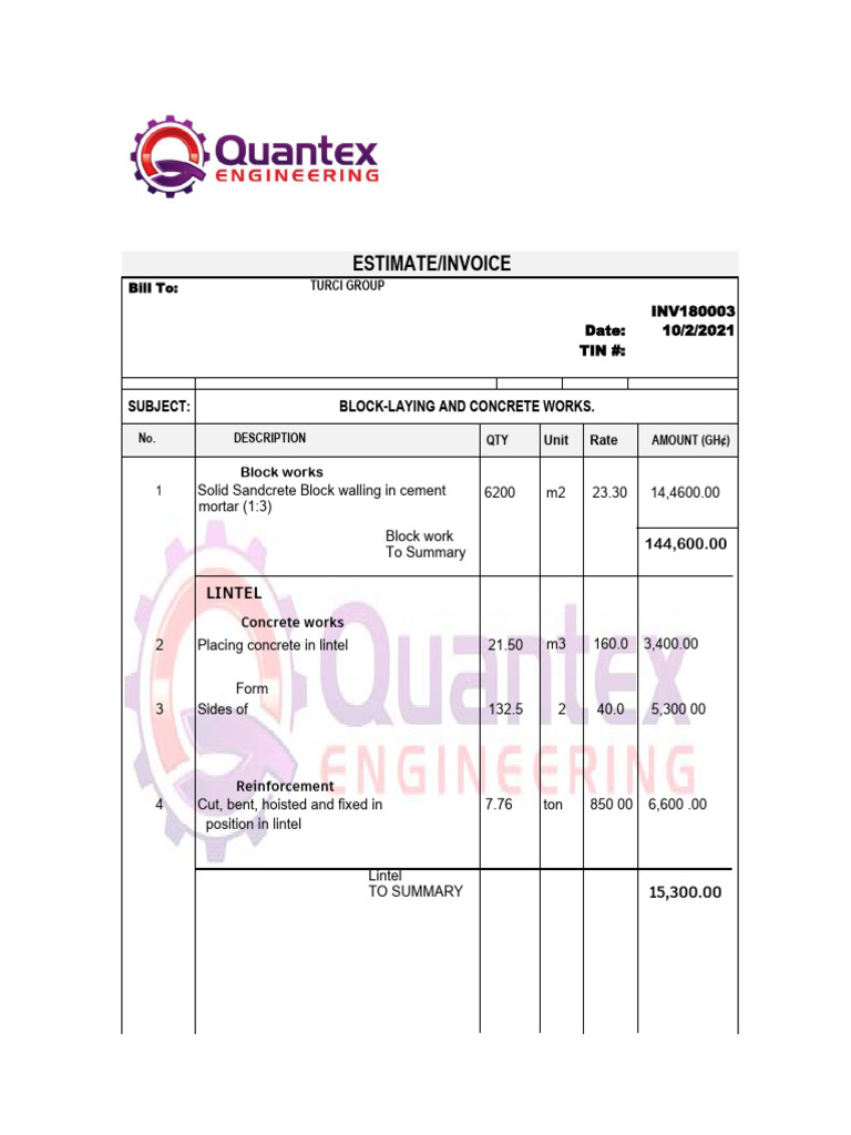 Blkand Concrete1 Rate Format | PDF | Building Materials | Building