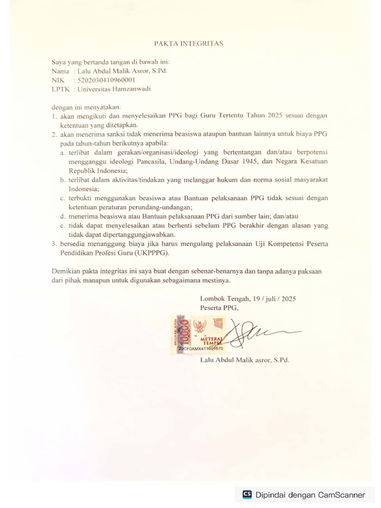 Contoh FAKTA INTEGRITAS | PDF