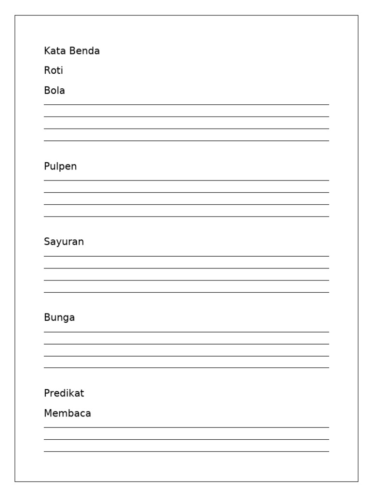 Contoh Kalimat dengan Kata Benda dan Predikat | PDF