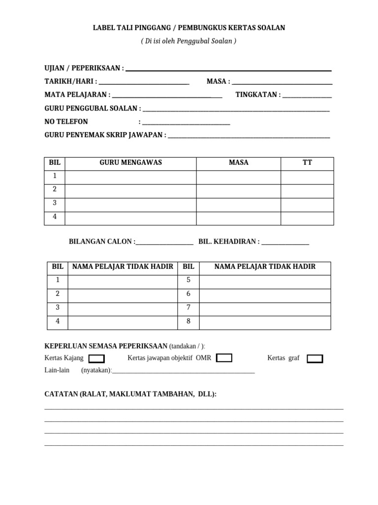 Label Tali Pinggang Krts Soalan | PDF