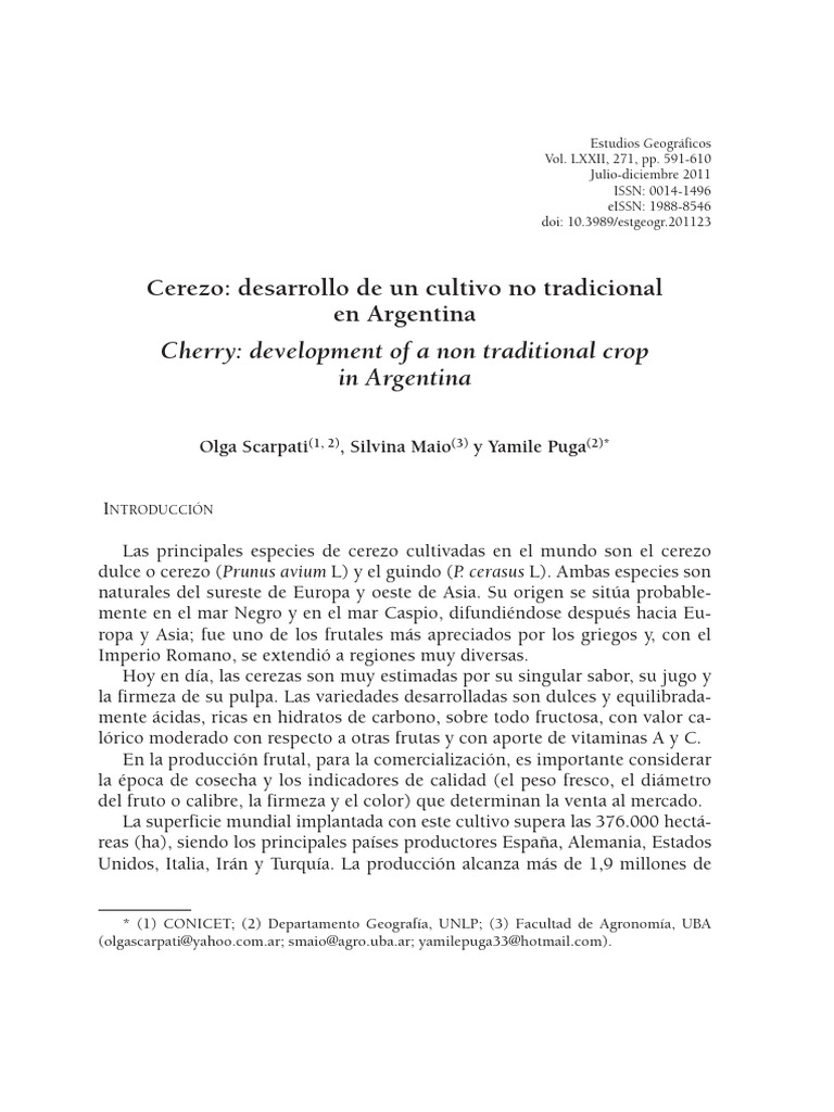 Cerezo Desarrollo de Un Cultivo No Tradi | PDF | Cereza