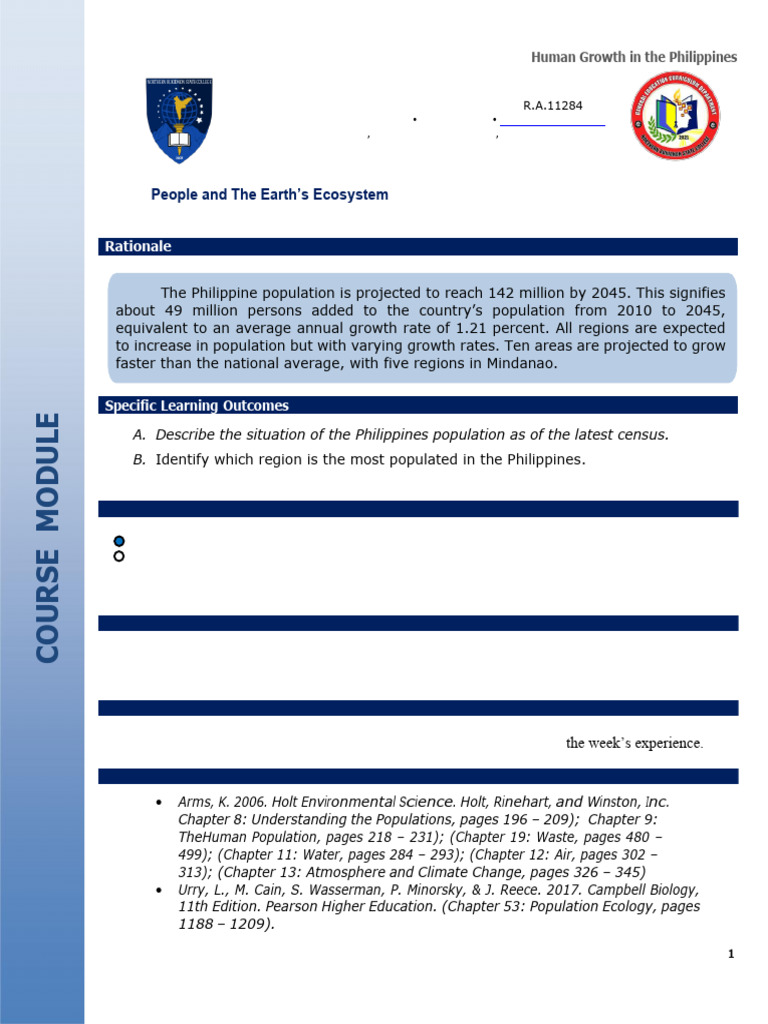 Module 3 Human Growth in The Philippines | PDF | Environmental Science | Ecology