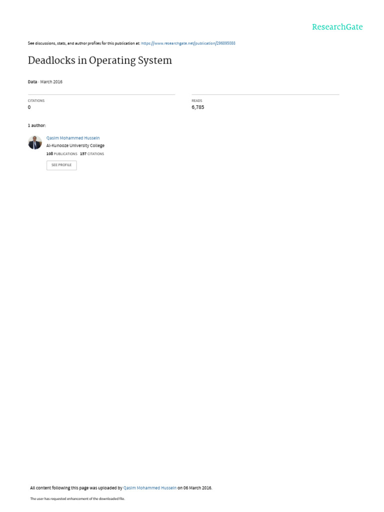 Deadlocks in Operating System | PDF | Computer Engineering | Computer Architecture