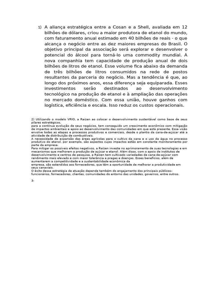 Aliança Cosan e Shell: Etanol Sustentável | PDF