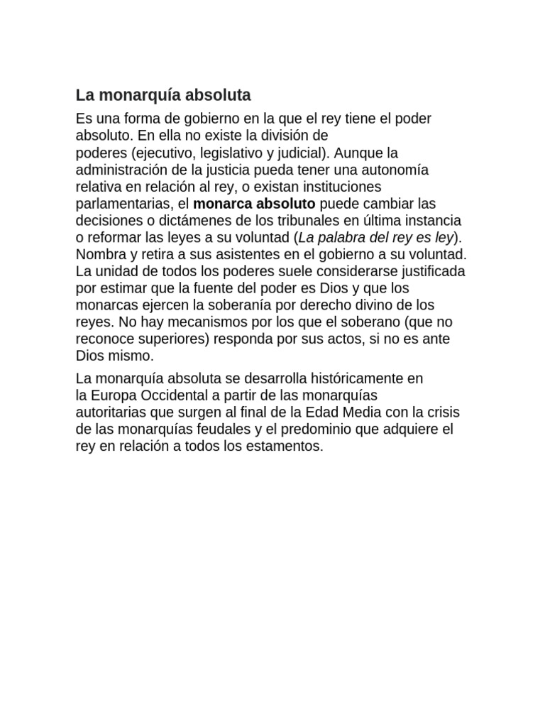 Definición de Monarquía Absoluta | PDF