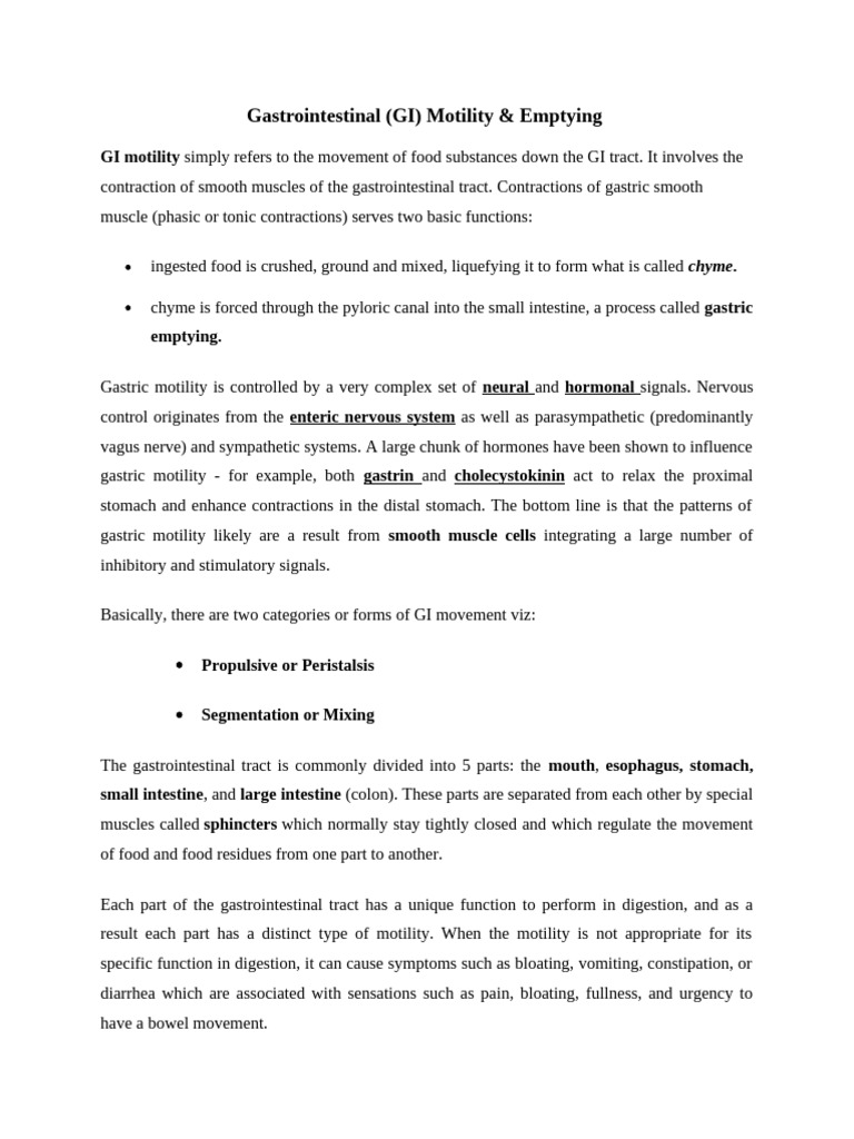 Understanding GI Motility and Emptying | PDF | Esophagus ...