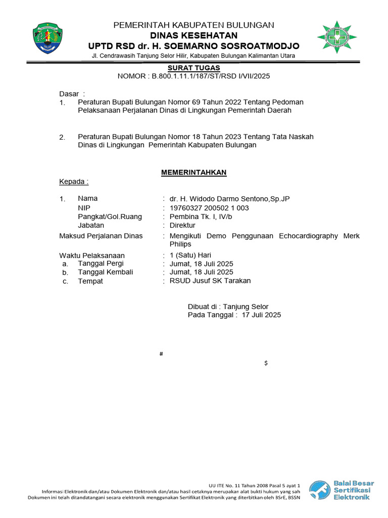 Surat Tugas DR Widodo | PDF