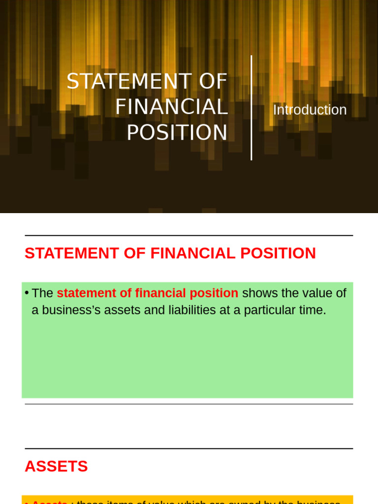 Understanding Financial Position Statement | PDF
