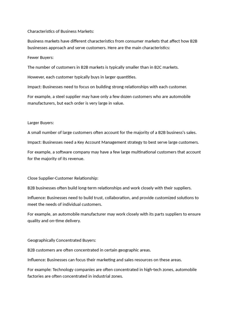 Characteristics of Business Markets | PDF | Demand | Supply Chain