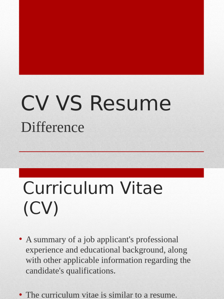 Difference Between CV and Resume | PDF