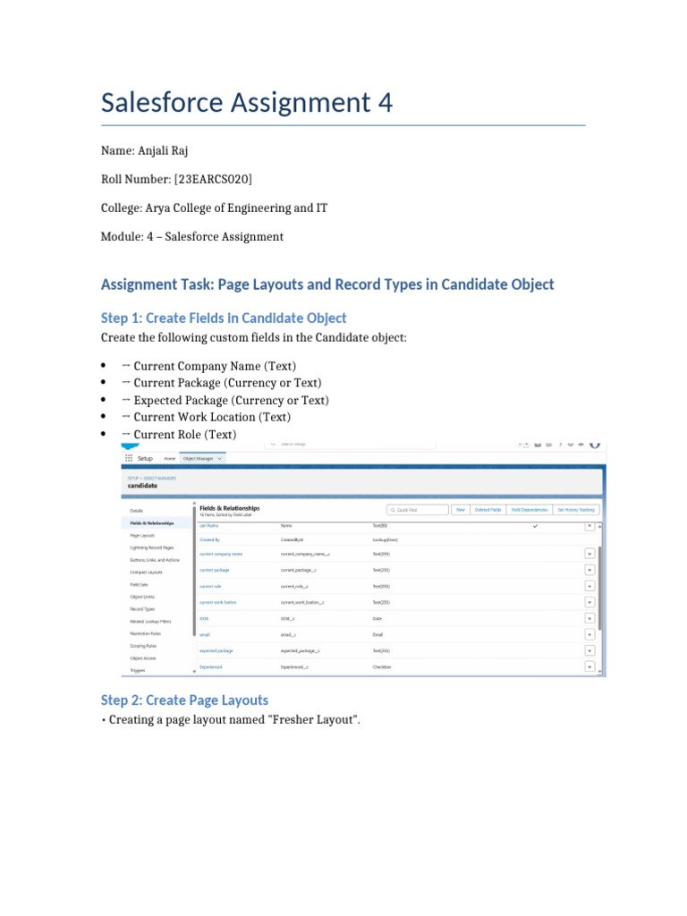 Salesforce Assignment 4 Anjali Raj | PDF