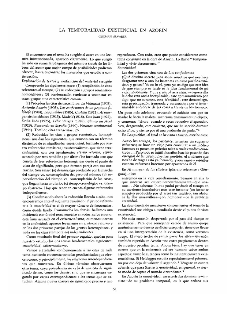 La Temporalidad Existencial en Azorin | PDF | Existencialismo | Martin ...