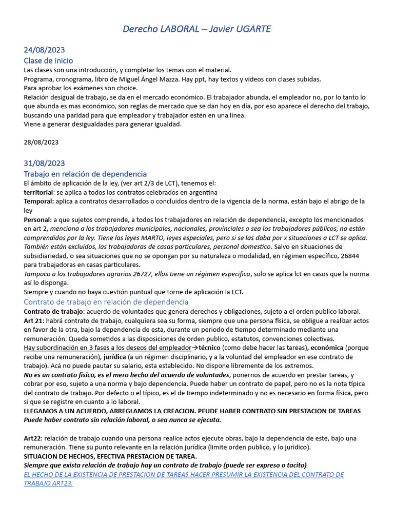 Derecho LABORAL RESUMEN | PDF | Derecho laboral | Salario