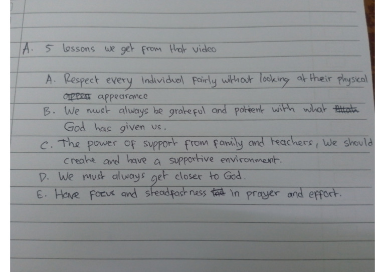 Assignment 1-5 Lessons We Get From That Video | PDF