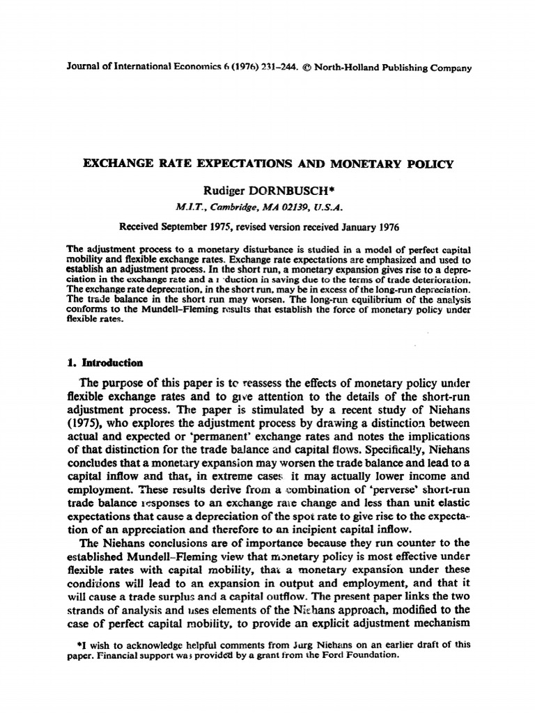 Exchange Rate Dynamics and Expectations | PDF | Exchange Rate ...