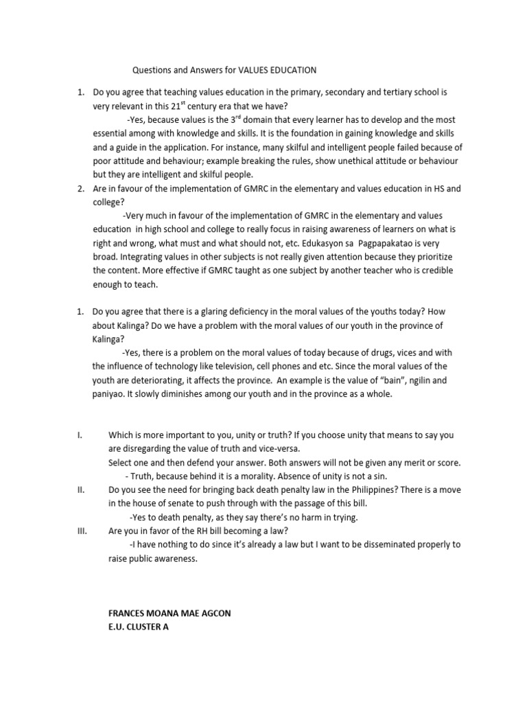 Values Education Q&A for 21st Century | PDF | Morality | Learning