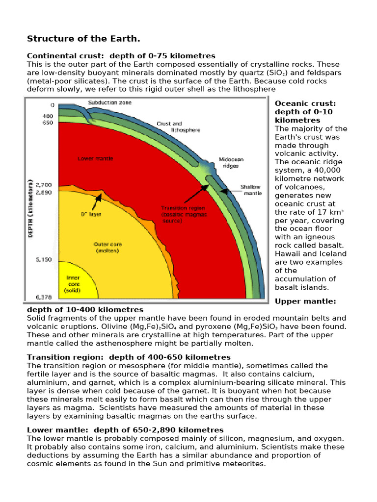 Structure of The Earth Notes | PDF | Basalt | Magma