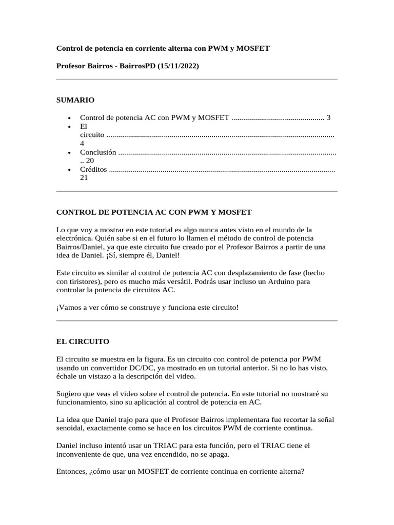 Control de Potencia AC con PWM y MOSFET | PDF | Rectificador ...
