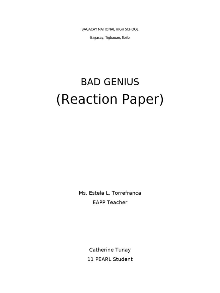 Catherine Reaction Paper | PDF