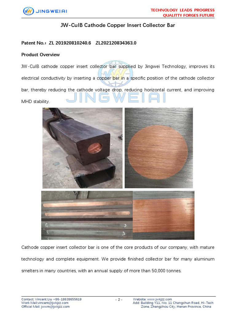 JW-CuIB Cathode Copper Collector Bar | PDF