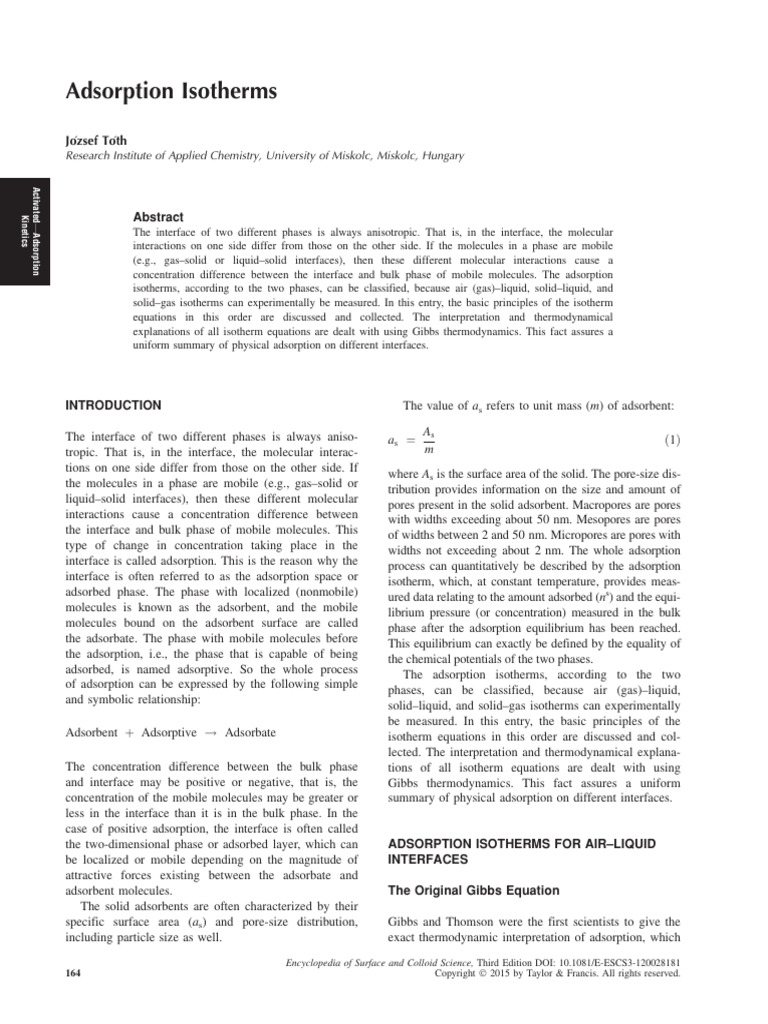 Adsorption Isotherms | PDF | Adsorption | Phase (Matter)