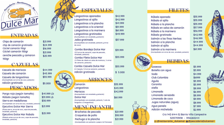 Menú de Cocina del Mar | PDF | Mariscos | Comida y bebida